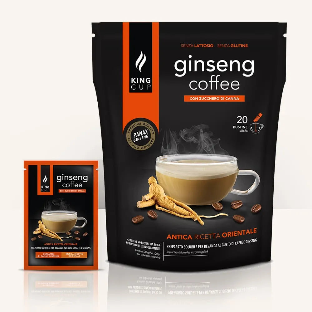 Caffè al Ginseng - 20 bustine solubili con Zucchero di Canna – King Cup ...